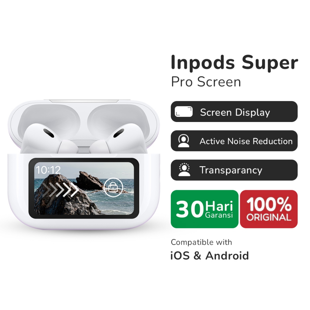 Jual InPods Super Pro 3 ANC Smart Screen Display Earbuds – Headset ...