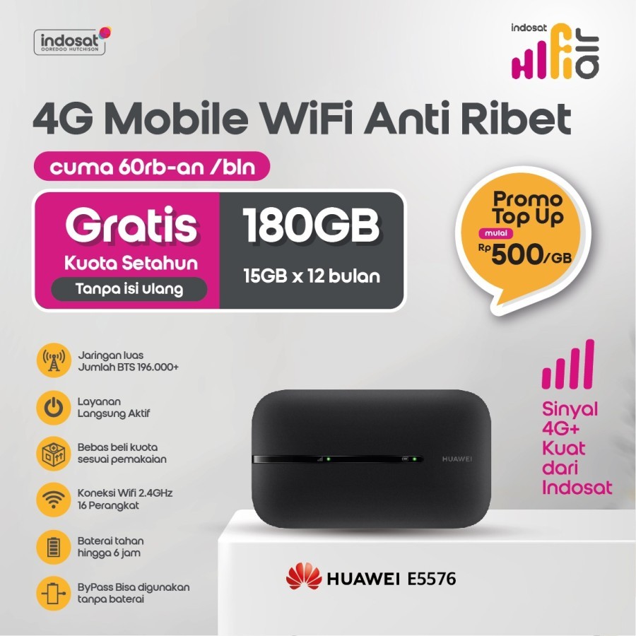 Jual Huawei E5576 Hifi Air MiFi Modem WiFi Router 4G LTE Bundling ...
