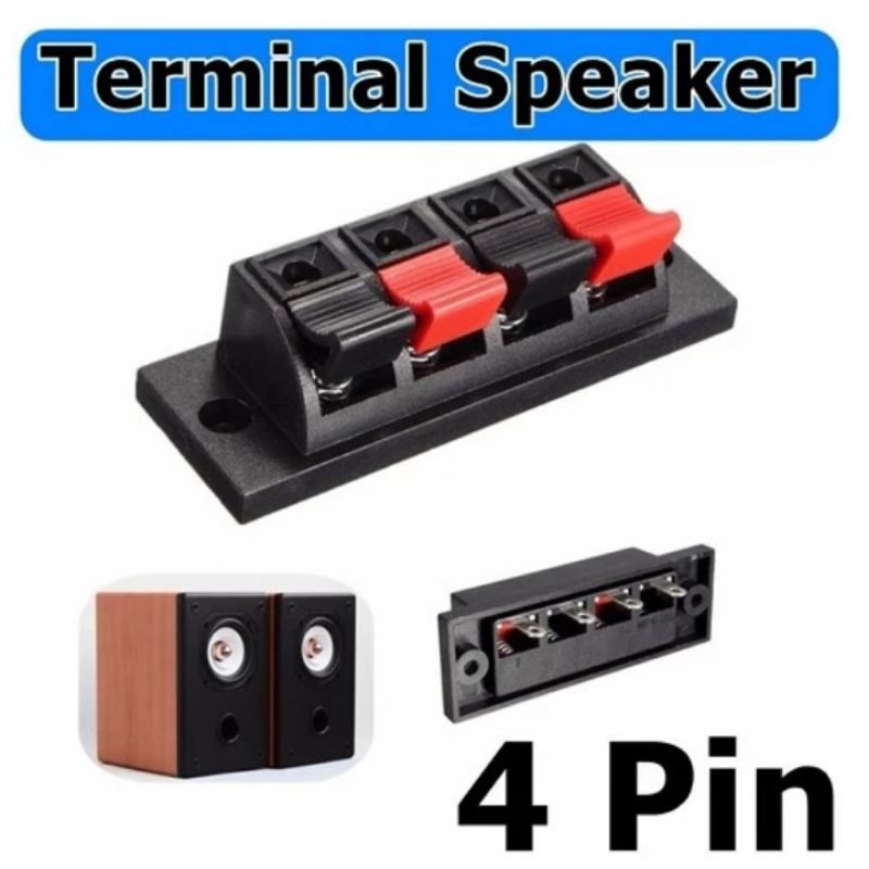 Jual Terminal Jepit Panel Speaker 4 Pin Mono Stereo Kabel 4P Power ...