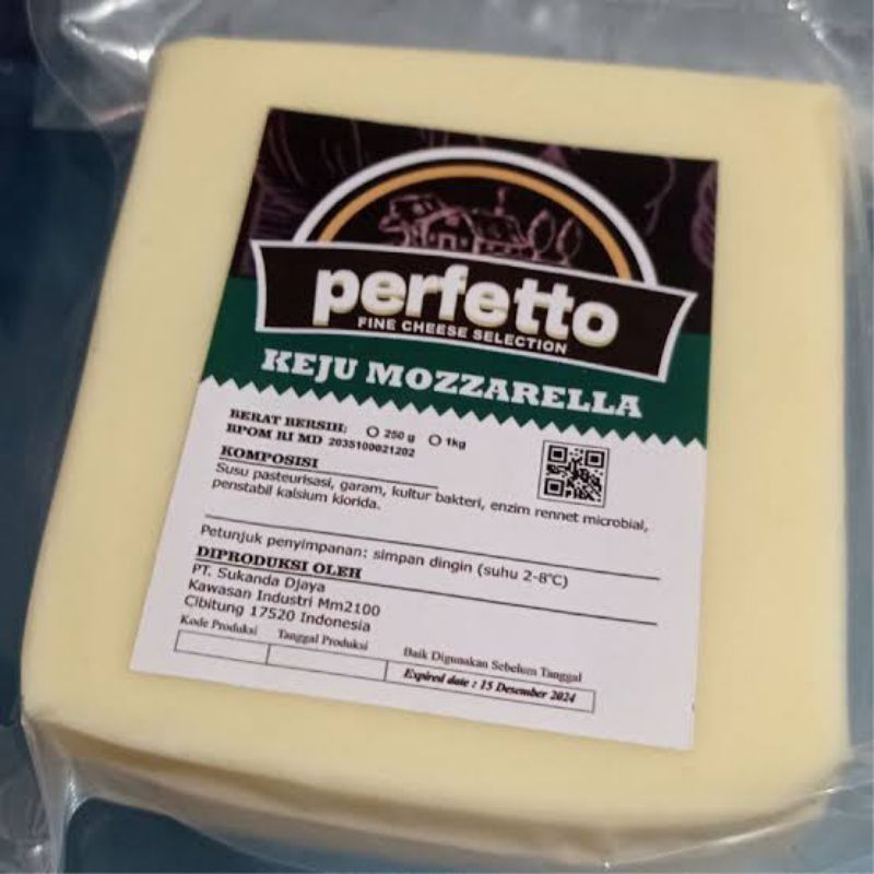 Jual Keju Mozzarella Perfetto Mozarella Cheese Olahan Kemasan 250 Gram ...