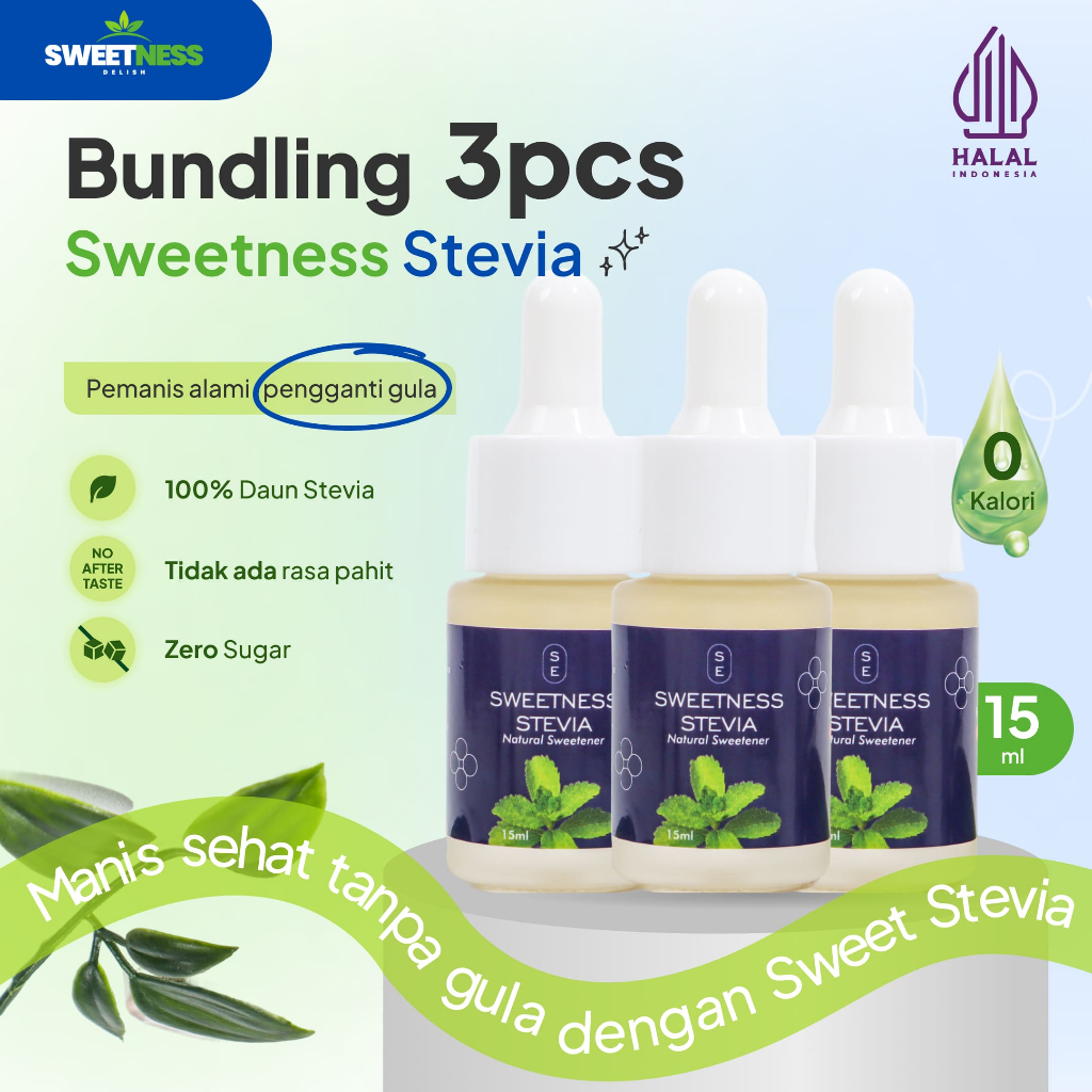 Jual [Dapat 3 Botol] Sweetness Stevia 15ml - Pemanis Alami Diabetes ...
