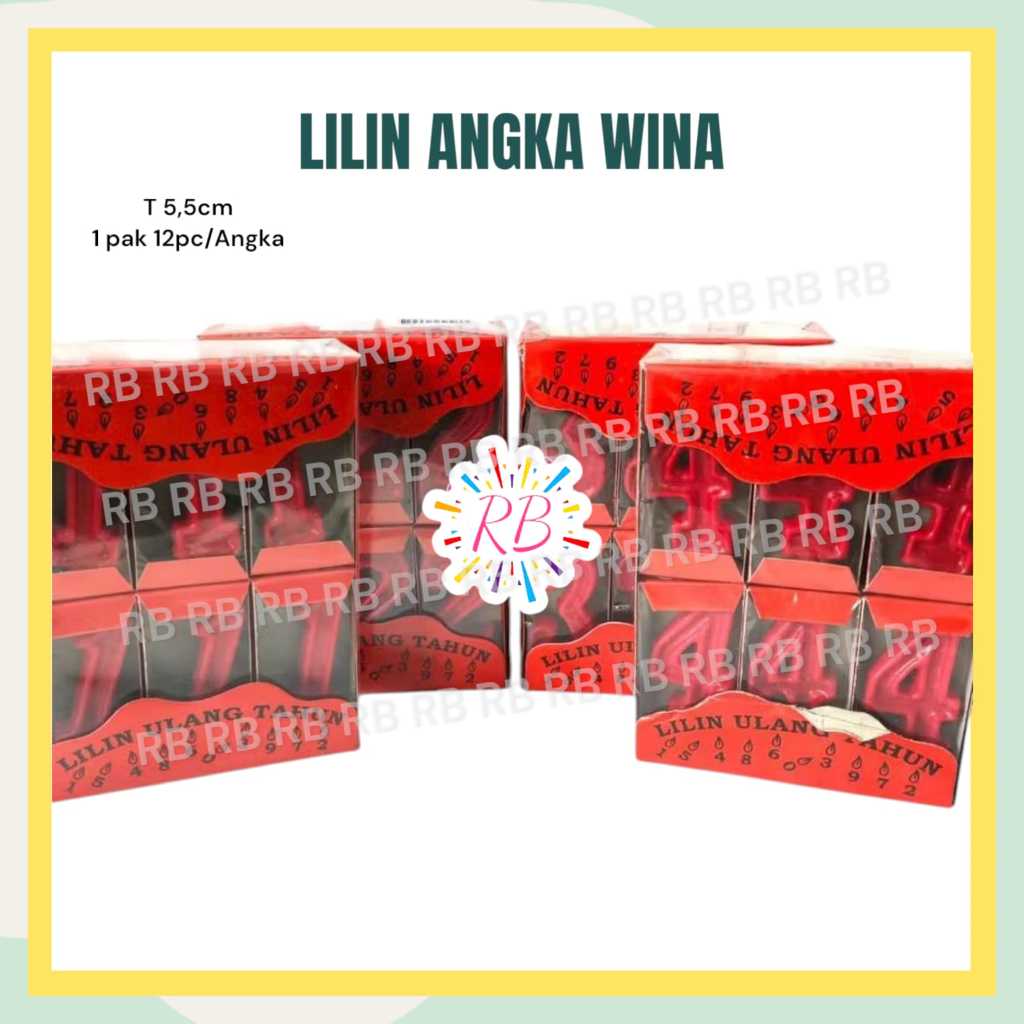 Jual (12pc) Lilin angka merah lilin angka merah putih lilin angka merah ...