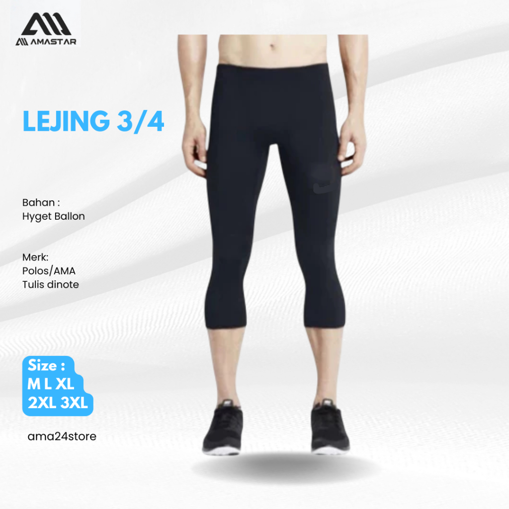 Jual Celana Legging Pria 3/4 All size L Olahraga Fitnes Futsal Joging ...