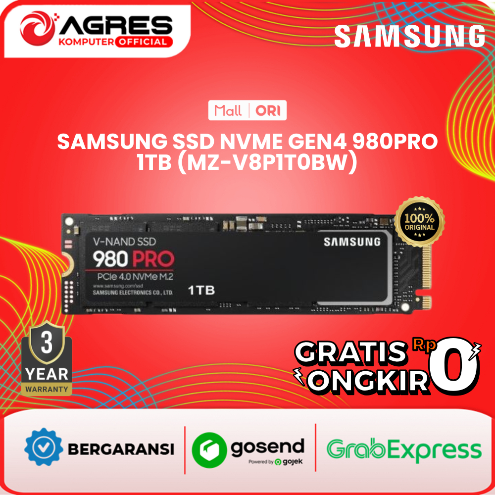 Jual SAMSUNG SSD NVME GEN4 980PRO 1TB (MZ-V8P1T0BW) GARANSI RESMI 3 TAHUN | Shopee Indonesia