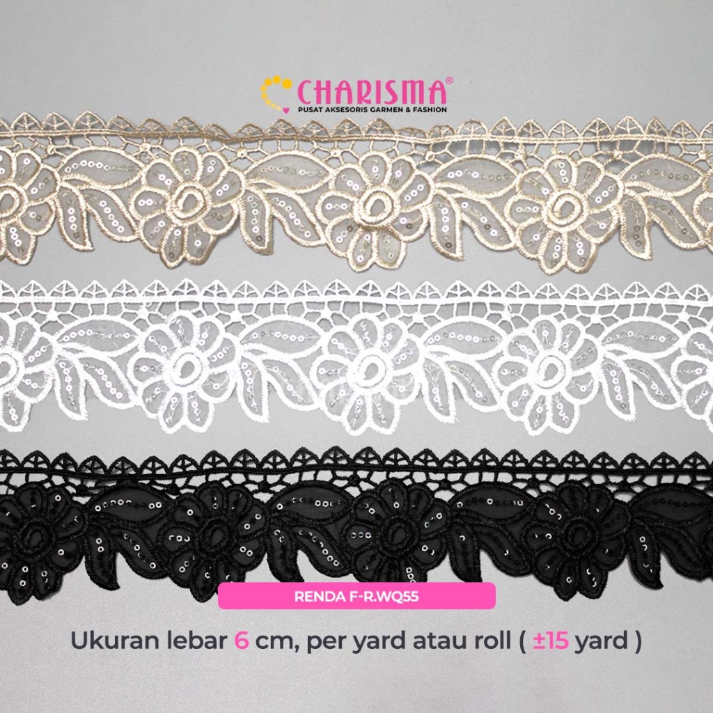 Jual Charisma Renda Guiper Payet WQ55 - Renda Bordir Payet / Lebar 6Cm / Harga Per 1 Yard (90cm ...