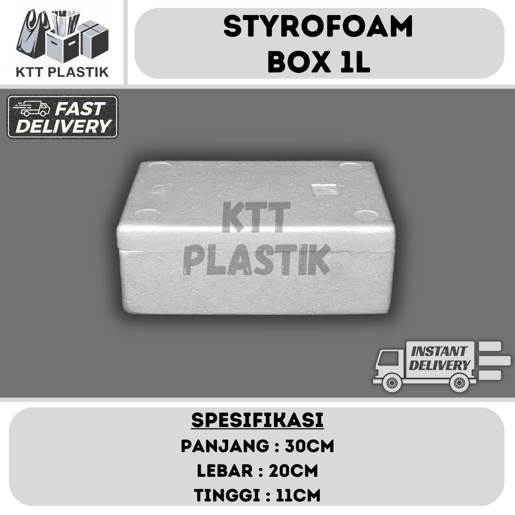 Jual [Instant] Styrofoam Box 1L - 30cm x 20cm x 11cm - Kotak Sterofoam ...
