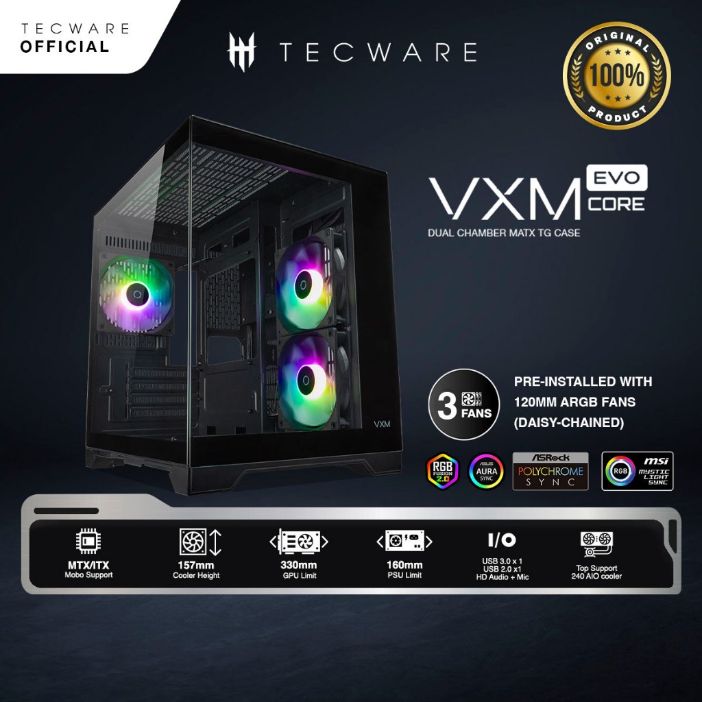 Jual TECWARE VXM EVO Core - Infinity TG FRGB mATX Case / Casing PC ...