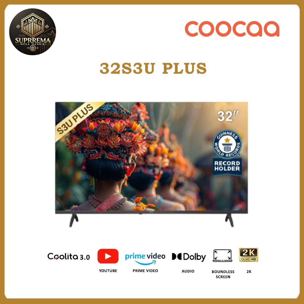 Jual COOCAA Smart TV LED 32 Inch 2K 32S3U Plus HD Digital DVB-T2 Bezel ...