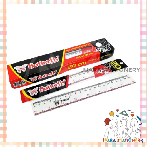 Jual (27) JUARASTATIONERY Penggaris Mika Butterfly 20 cm / Penggaris ...
