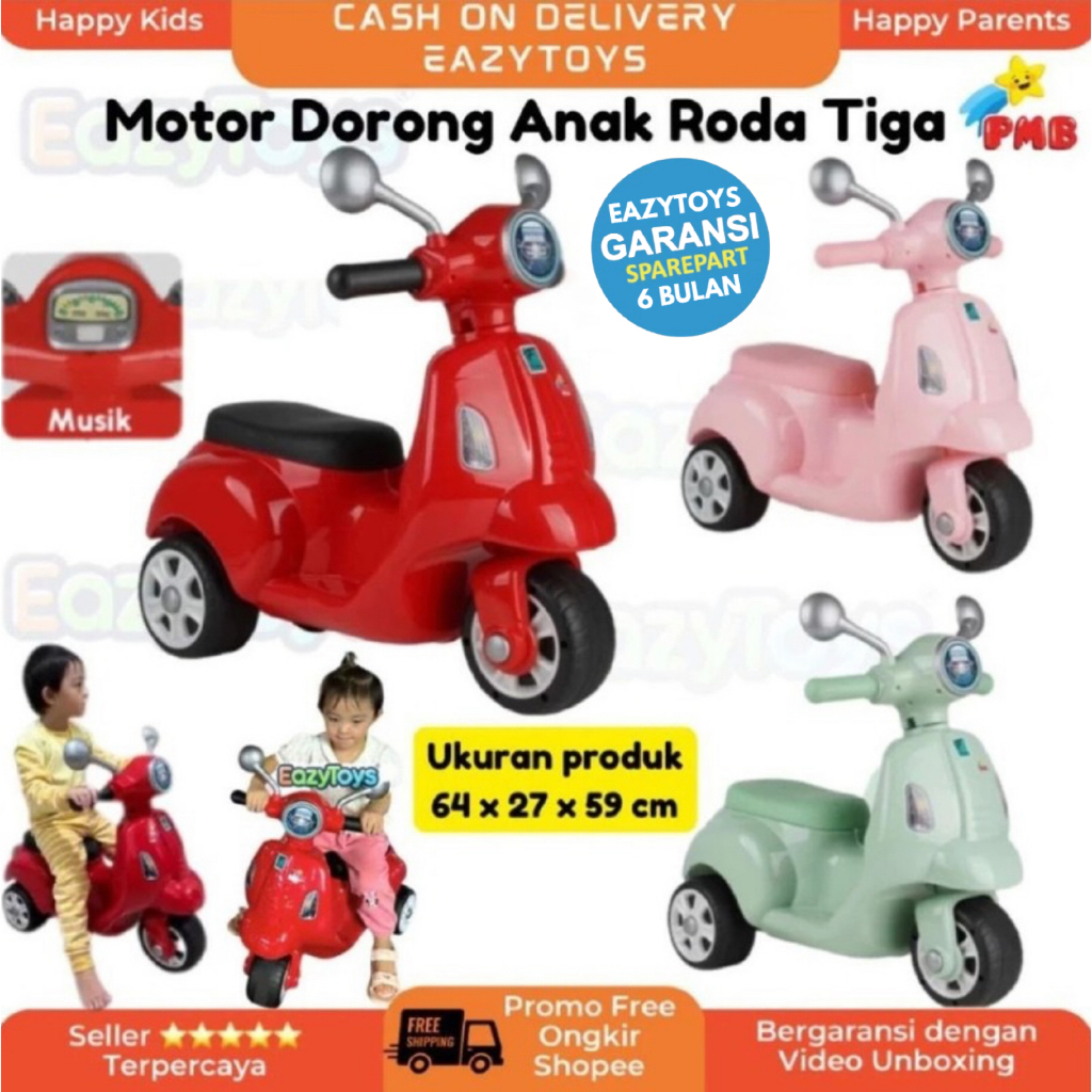 Jual Mainan Motor Anak Bisa Dinaiki Vespa Scooter Mini Musik Motor Anak ...