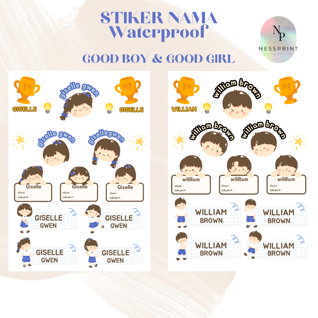 Jual NESSPRINT sticker nama anak , label nama custom , print label nama ...