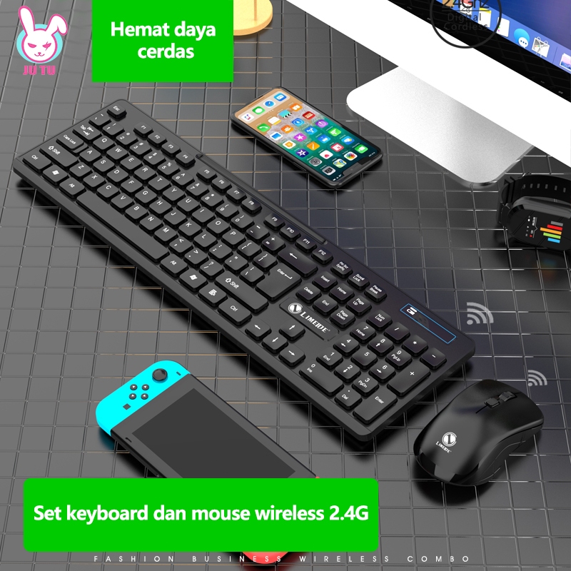 Jual JUTU W100 Bluetooth keyboard Wireless Keyboard Mouse Set For ...