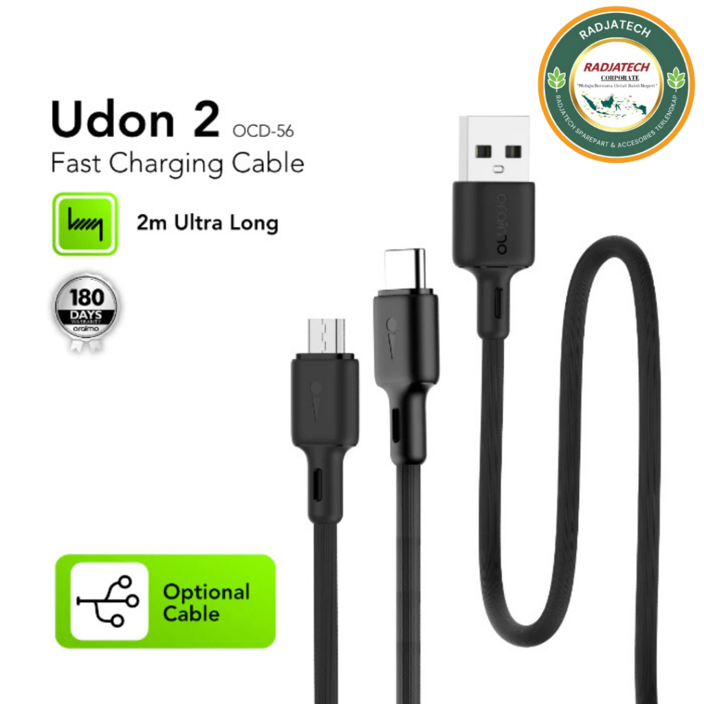 Jual Oraimo Udon Kabel Data Micro Type C 2 Meter Android 5V 2A Fast ...