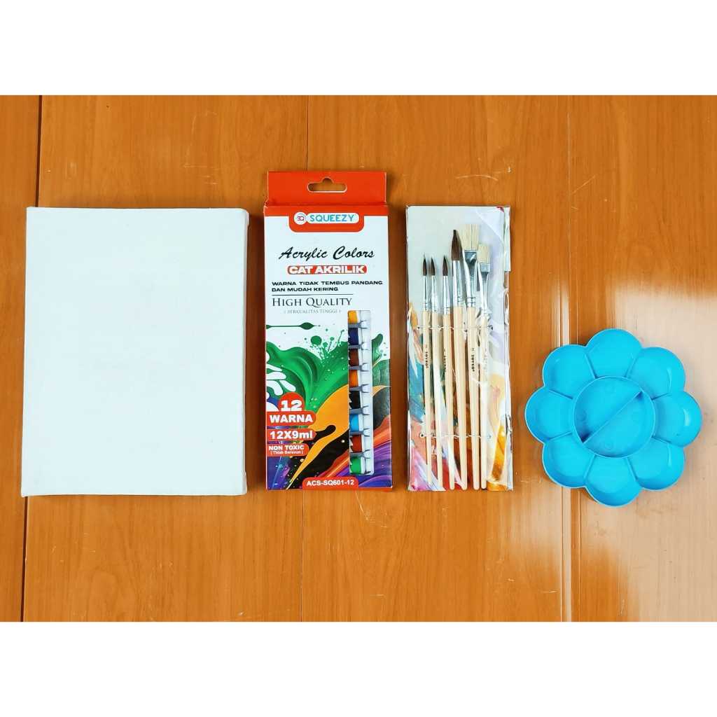 Jual Paket Melukis 1 Set Kanvas 20x20 Cat Akrilik Palet & Kuas | Shopee ...