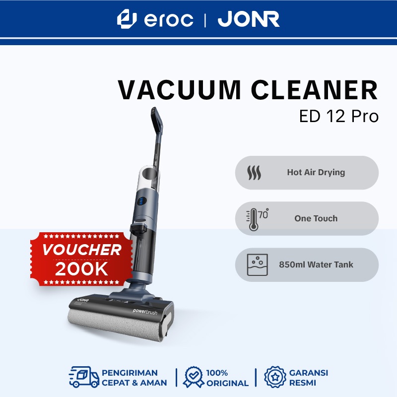 Jual JONR ED12 Pro Wet & Dry Vacuum Cordless | Edge & Self Cleaning | Hot Water & Hot Air Drying ...