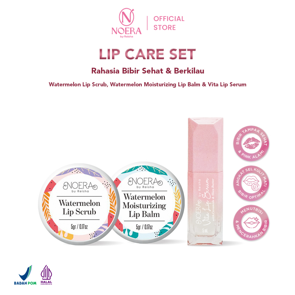 Jual Noera Lip Care Set | New Vita Lip Serum + Watermelon Moisturizing ...