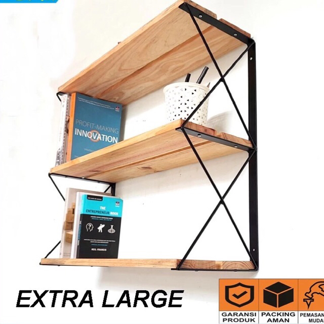 Jual Rak dinding extra lebar 20cm 3 susun rak buku rak dapur aesthetic ...