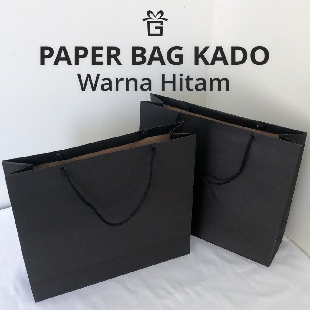Jual Paper Bag Hitam 25 x 7 x 20 cm | Tas Kado Souvenir Wedding Papper Bag Kertas Warna Hitam ...