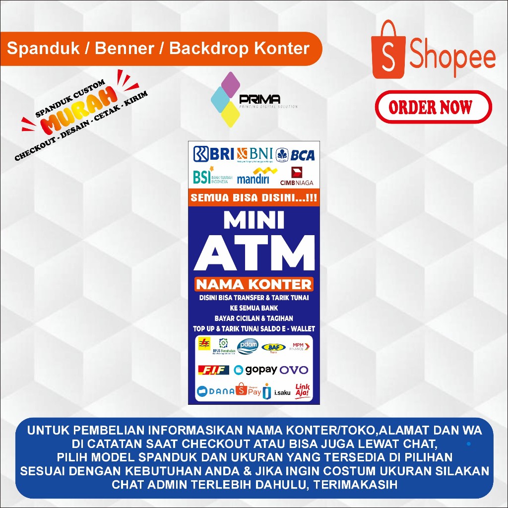 Jual SPANDUK BANNER MINI ATM BRILINK / SPANDUK TRANSFER DAN TARIK TUNAI ...