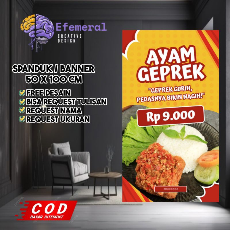 Jual Spanduk/Banner ayam geprek 50X100 cm bisa request design | Shopee ...