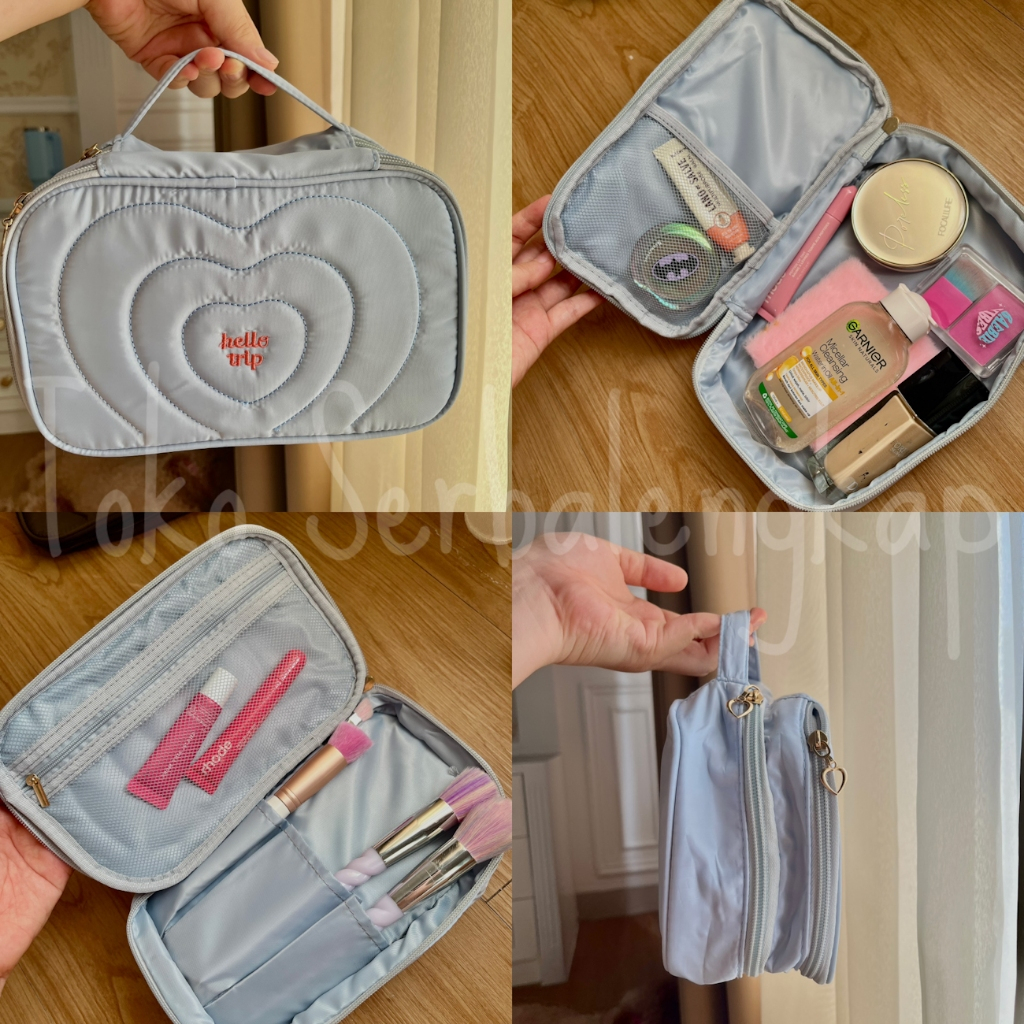 Jual Pouch Makeup Traveling 2 Tingkat / Makeup Purse Dompet Make up ...