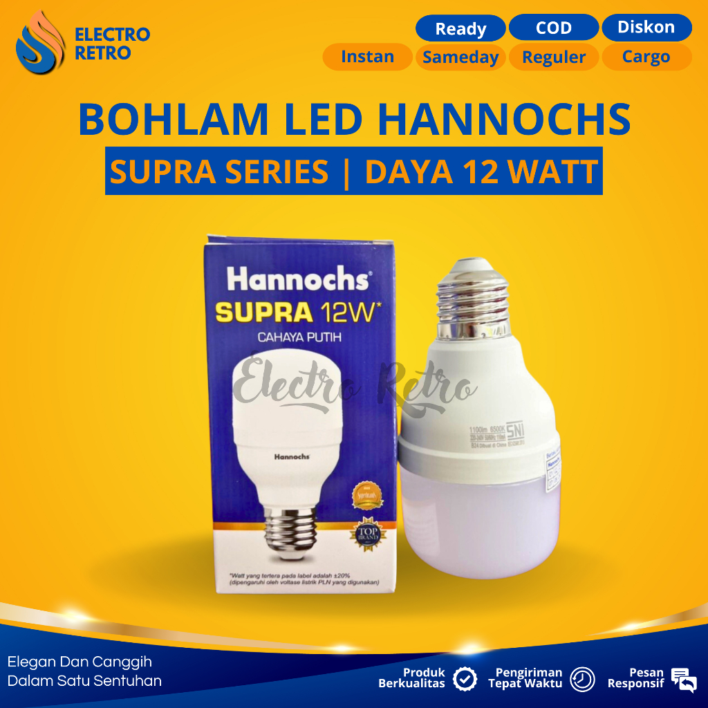 Jual LAMPU LED HANNOCHS 12 WATT BOHLAM HANNOCHS SUPRA SERIES 12 WATT CAHAYA PUTIH LAMPU HANNOCHS ...