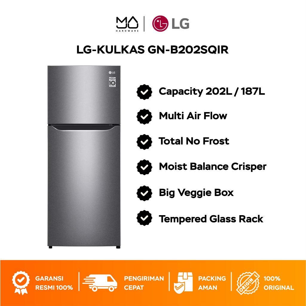 Jual Kulkas LG Kulkas 2 Pintu 202L / 187L Recipro Compressor GN-B202SQIR - Garansi Resmi ...