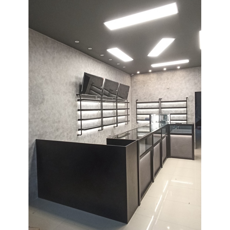 Jual Meja Counter Ambalan besi kayu toko perhiasan design modern ...