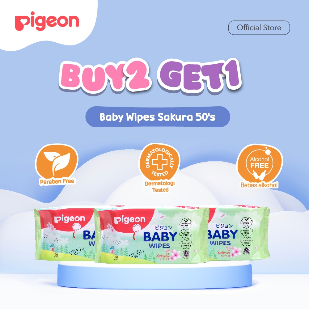 Jual Pigeon Paket B2G1 Baby Wipes / Tisu Basah Pigeon Sakura 50'S ...