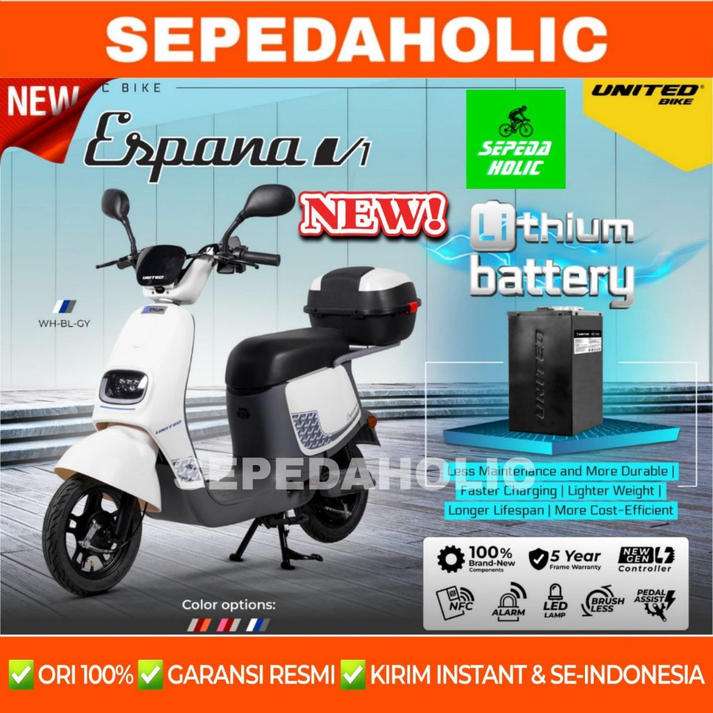 Jual Sepeda Listrik UNITED ESPANA V1 LITHIUM 750 WATT NFC E Bike ...