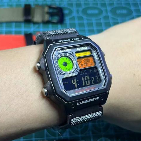 Jual Modified jam tangan pria Casio AE-1200WH-1A Resin Strap , colorful ...