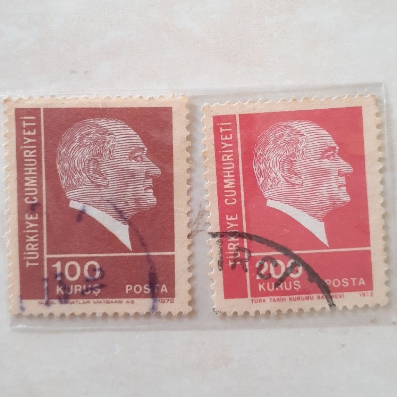 Jual Perangko Turki Postal Stamps, 1972-77 Atatürk Tahun 1972 set 2pcs ...