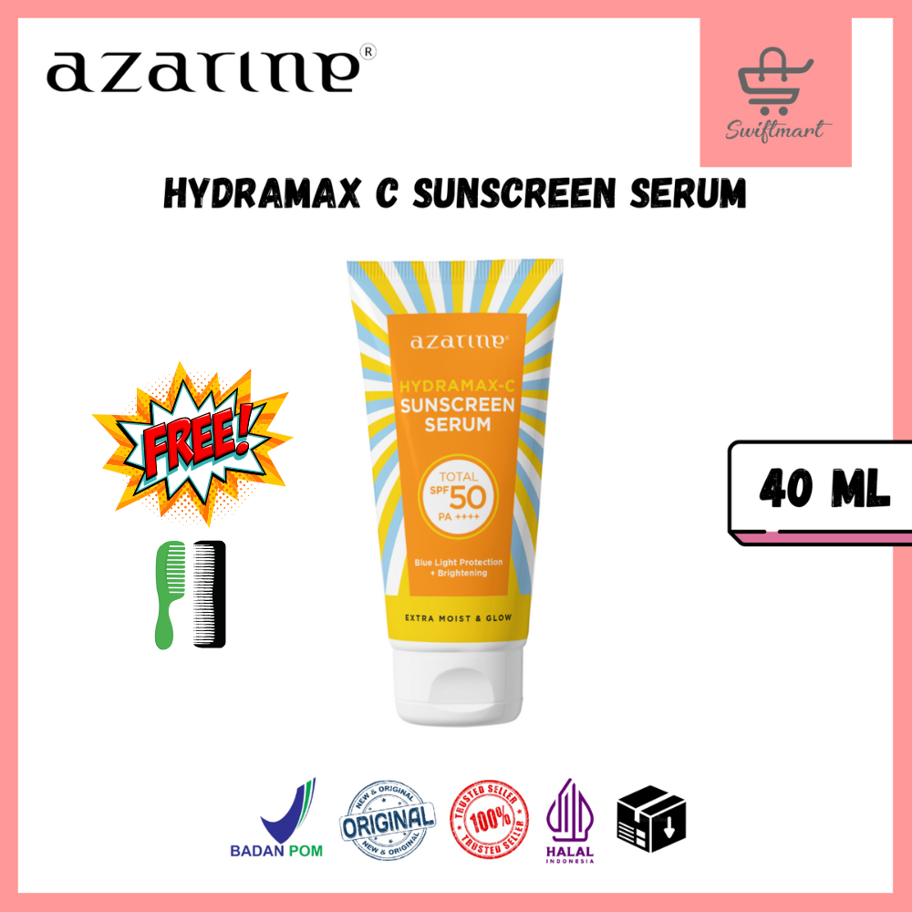 Jual AZARINE Hydramax C Sunscreen Serum 40ml SPF 50 PA ++++ | Shopee ...