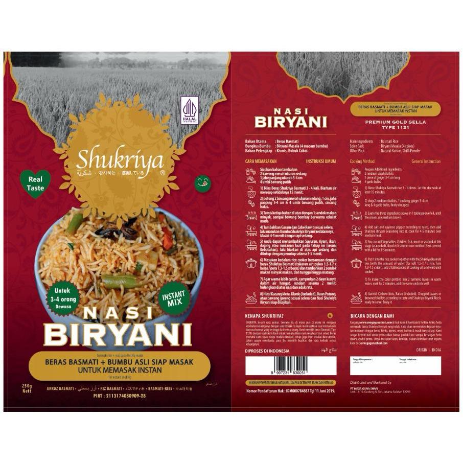 Jual Nasi Biryani dan Kebuli Shukriya Basmati Instant Lengkap Dengan ...