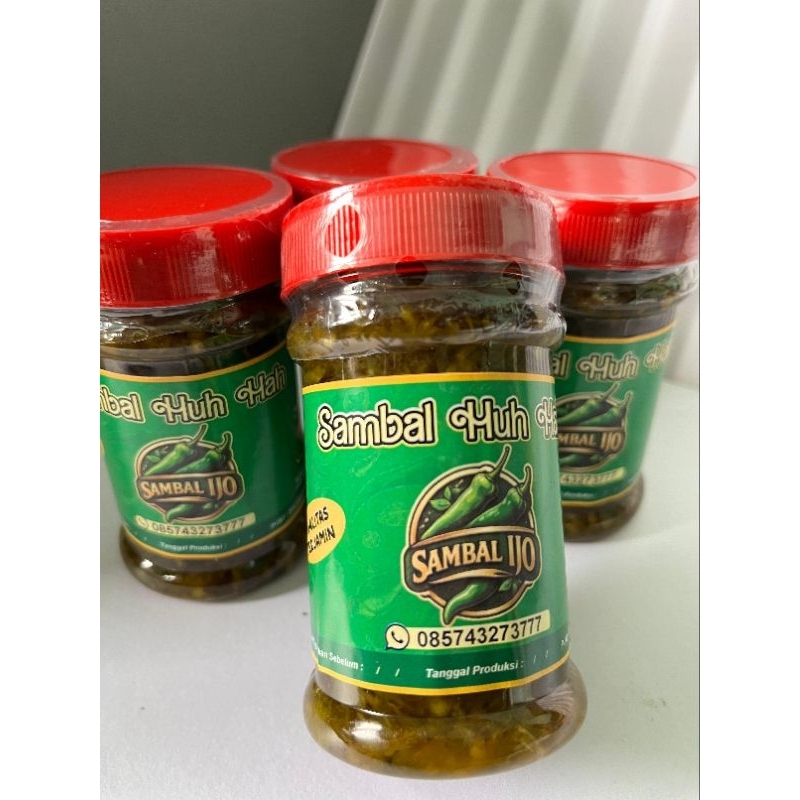 Jual Sambal ijo botol 150gr/sambal geprek ijo/sambal huh hah | Shopee ...