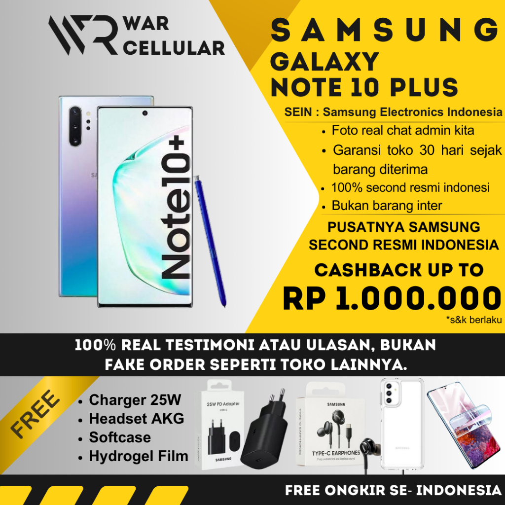Jual SEIN Samsung Galaxy Note 10 Plus 12/512GB 12/256GB Second Resmi | Shopee Indonesia