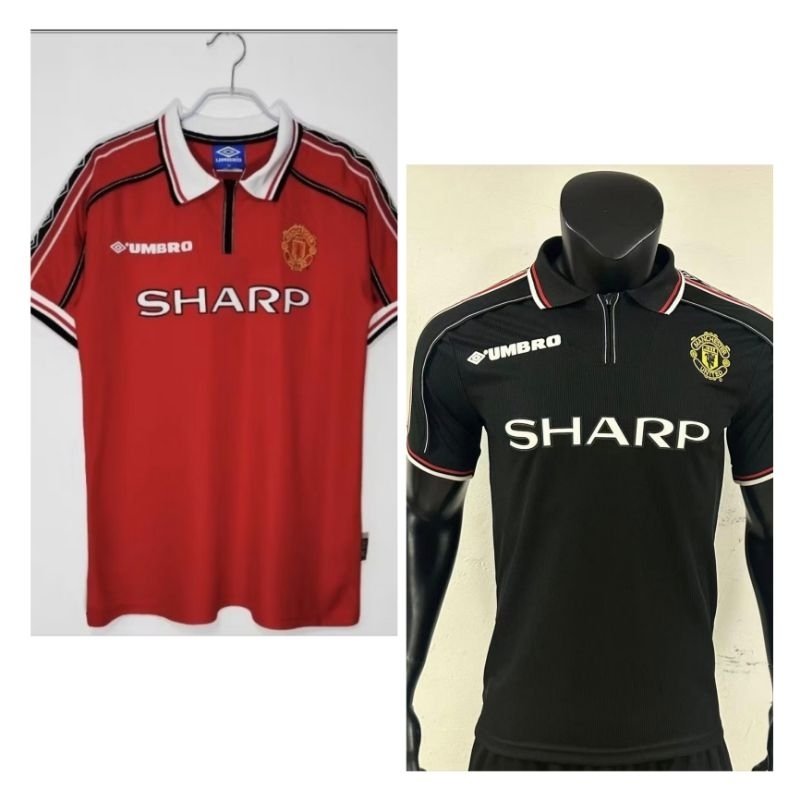 Jual JERSEY BOLA RETRO MU SHARP TREBLE WINNER RED/BLACK PENDEK [S-5XL ...