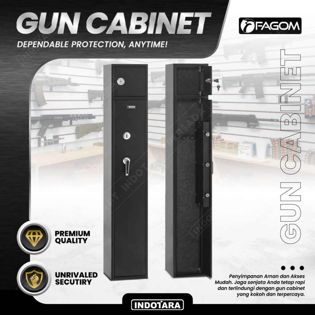 Jual FAGOM Brankas Senjata Lemari Besi Gun Safe With Single Key + Rak ...