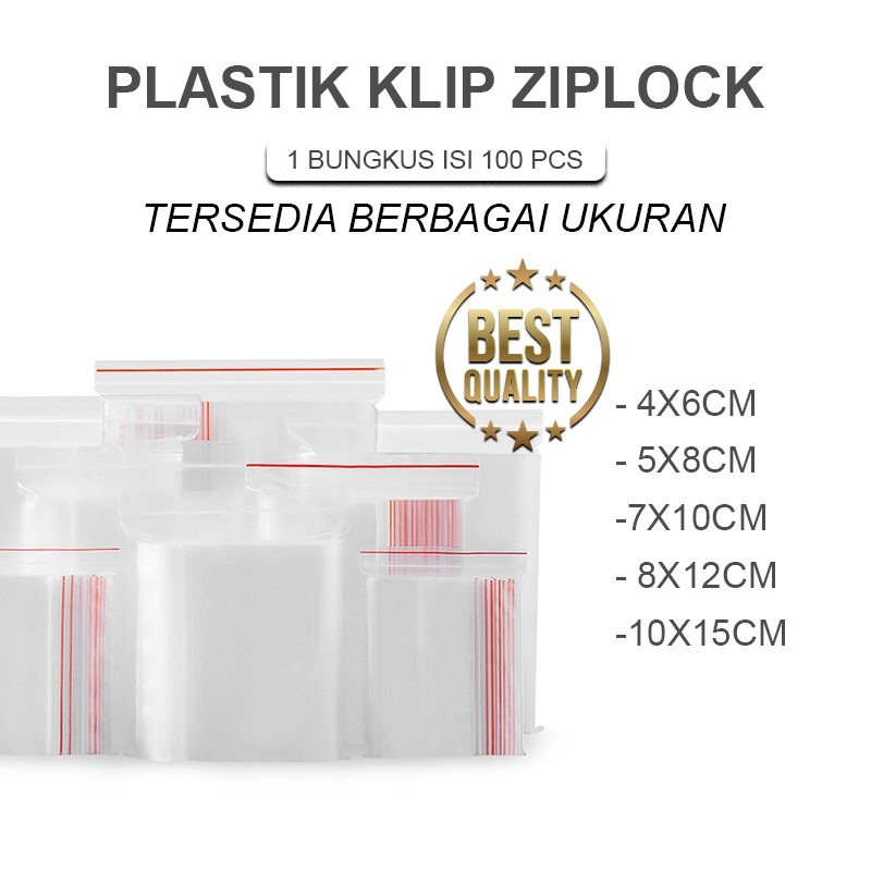 Jual Plastik Klip Ziplock Isi 100 Lembar Per Pak Bening Bahan PE Ukuran ...