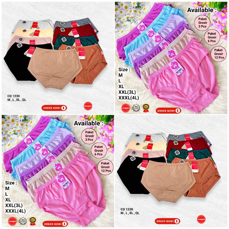Jual Paket 12 6 3 1 PCS Cd Celana Dalam Wanita Perempuan Dewasa Ukuran Big Size Jumbo M L XL XXL ...