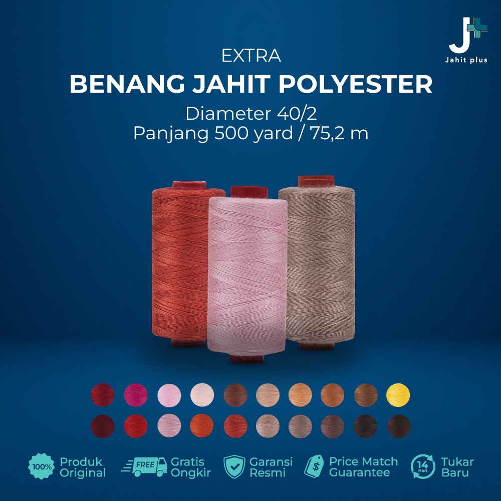 Jual Benang Jahit Polyester 500 Yard 450 Meter 40/2 Merek EXTRA - Set A ...