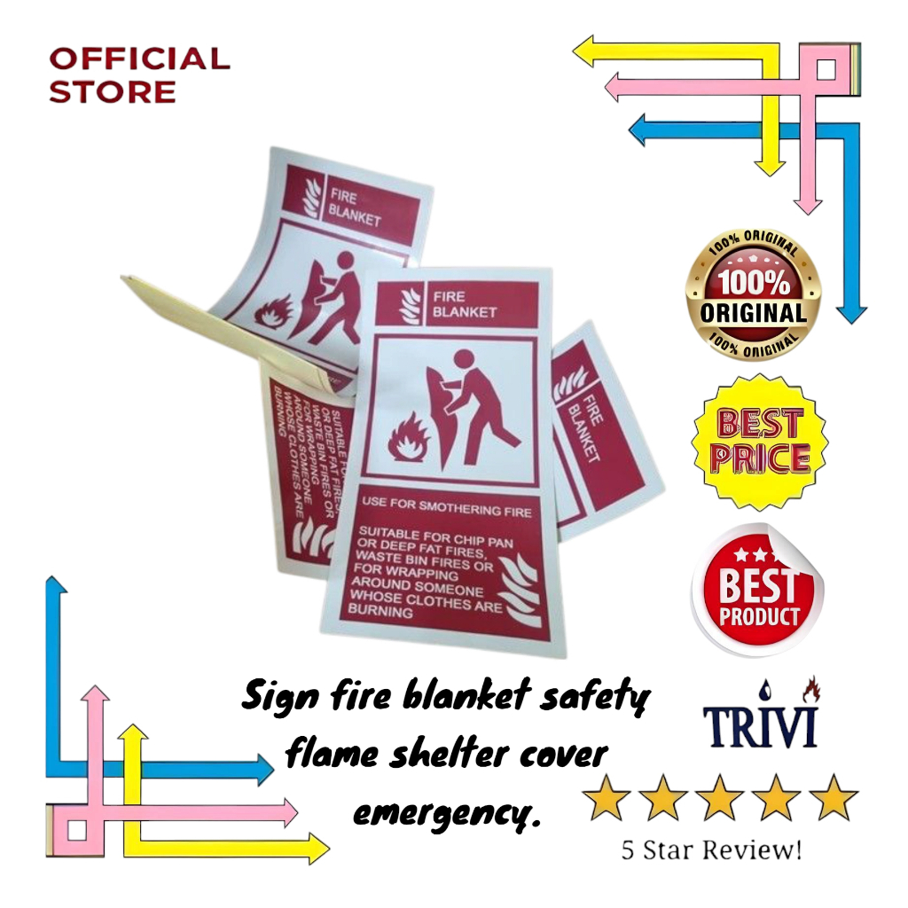 Jual Stiker rambu tanda selimut api kain pelindung panas pemadam api ...