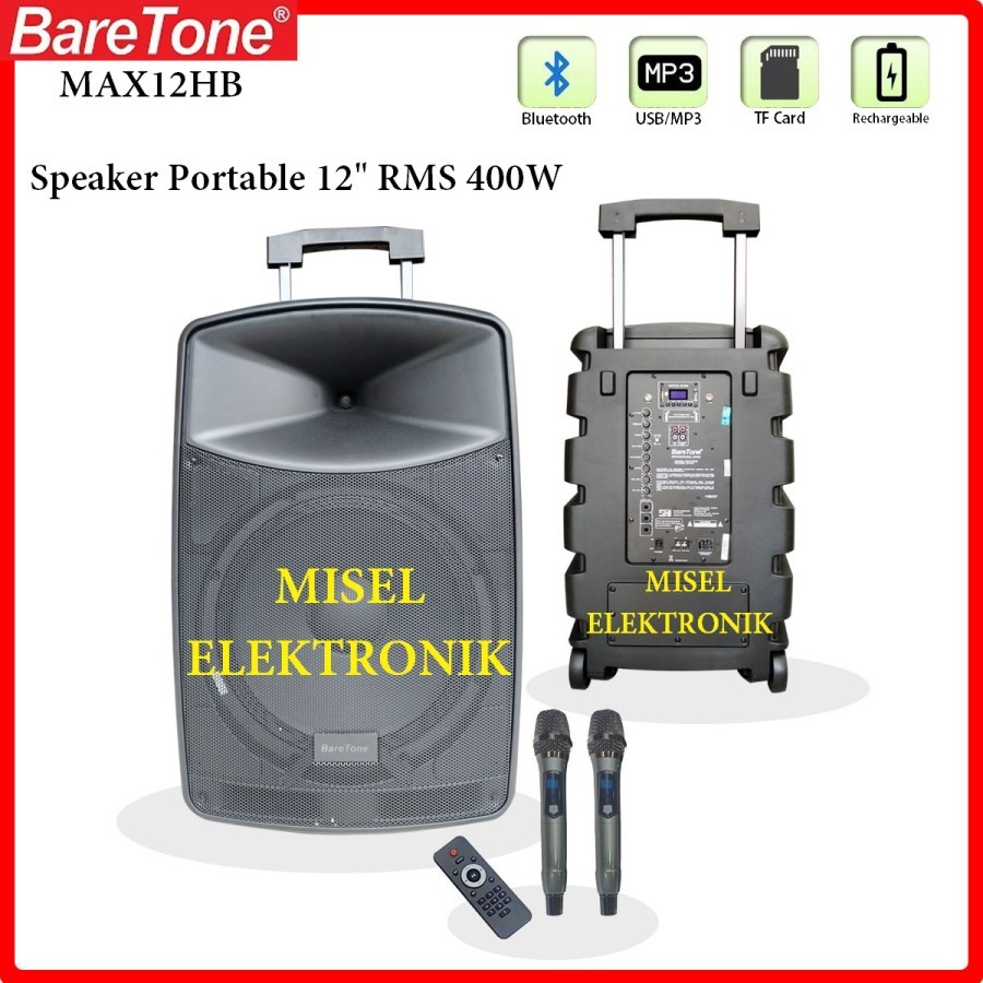 Jual Baretone MAX12HB Speaker Portable 12 Inch USB BLuetooth Karaoke ...