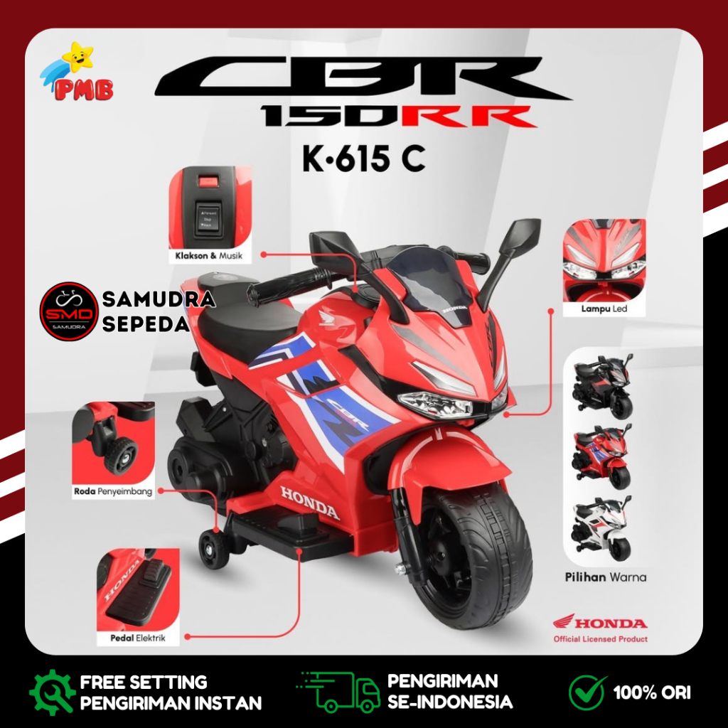 Jual Motor Aki Mainan Anak Cas PMB K615C CBR SuperSport Lisensi Murah ...