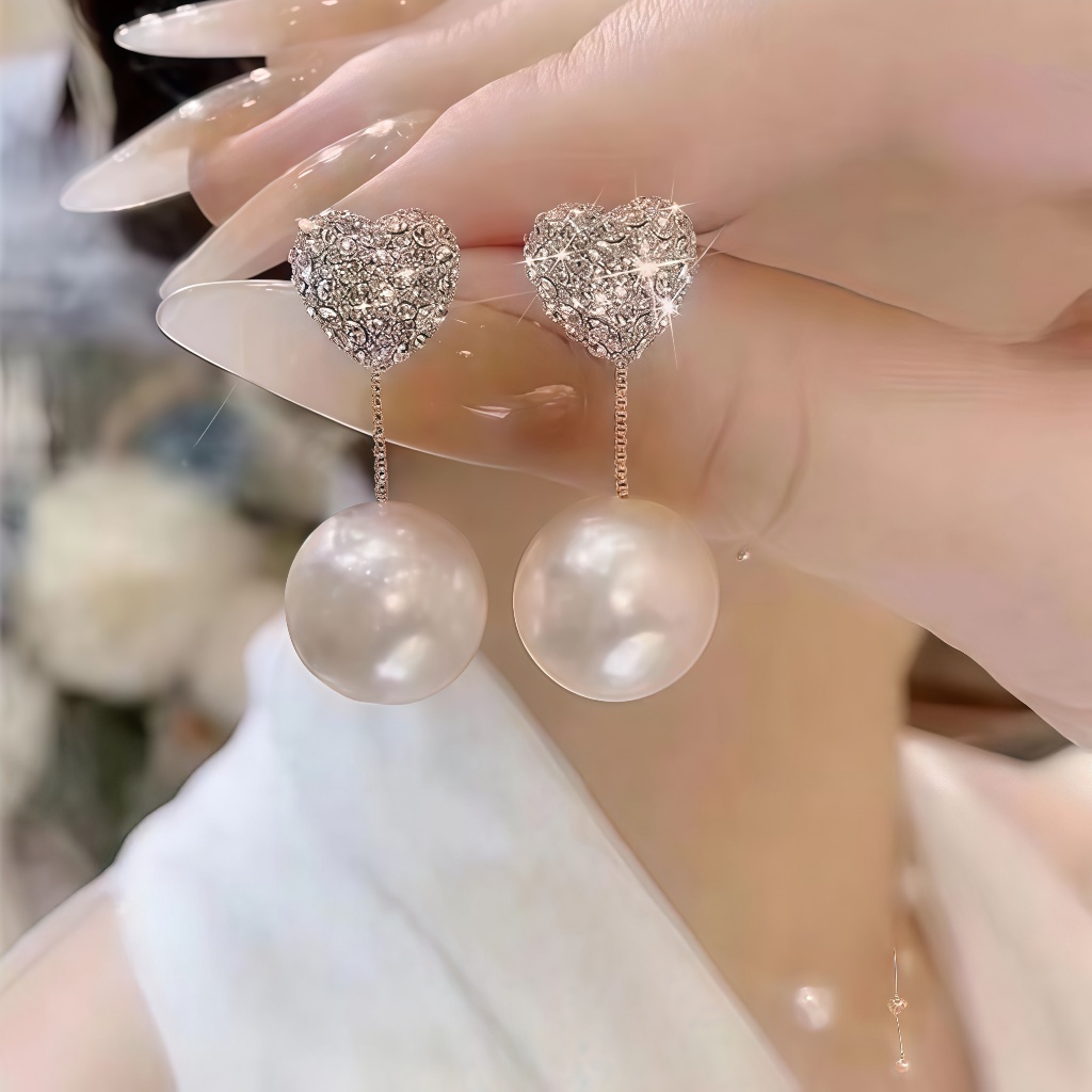 Jual Anting Love Mutiara & Berlian S925 Silver, Desain Korea Trendy ...