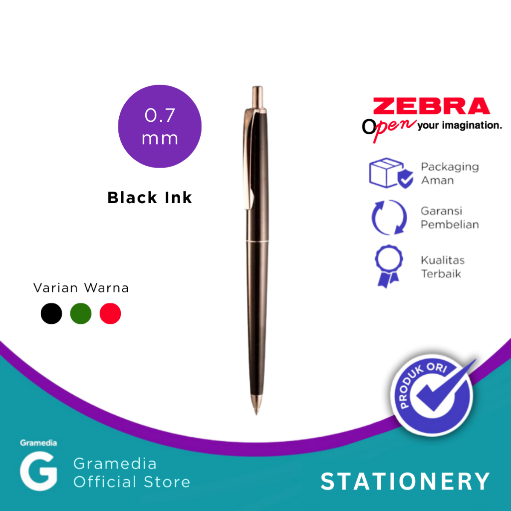 Jual Bolpoin Zebra Masterpen Tinta Hitam Black Barrel | Shopee Indonesia