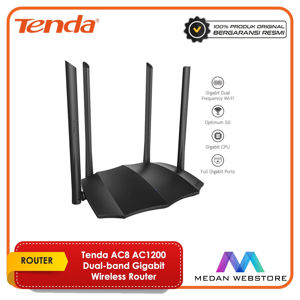 Jual Tenda AC8 AC1200 Dual-band Gigabit Wireless Router | Shopee Indonesia