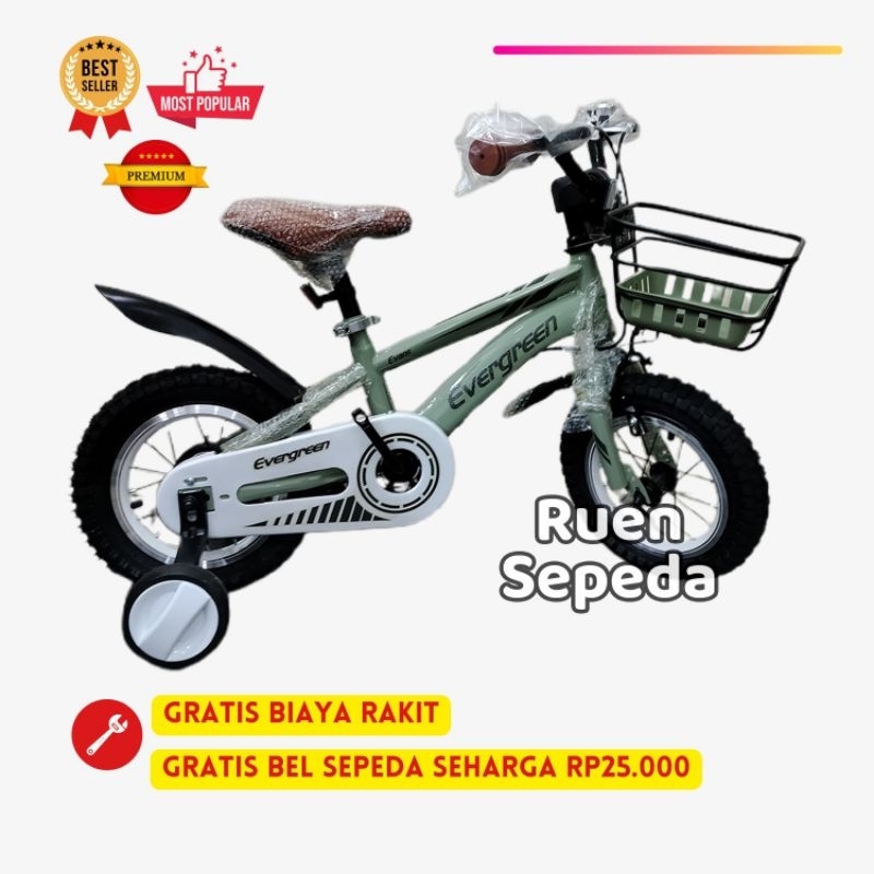 Jual Sepeda Anak Roda Empat Cowok BMX Evergreen Evans 12 Keranjang ...