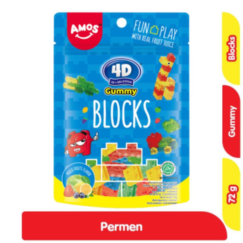 Jual Amos 4D Permen Jeli 3D Bentuk Balok 72 g | Shopee Indonesia