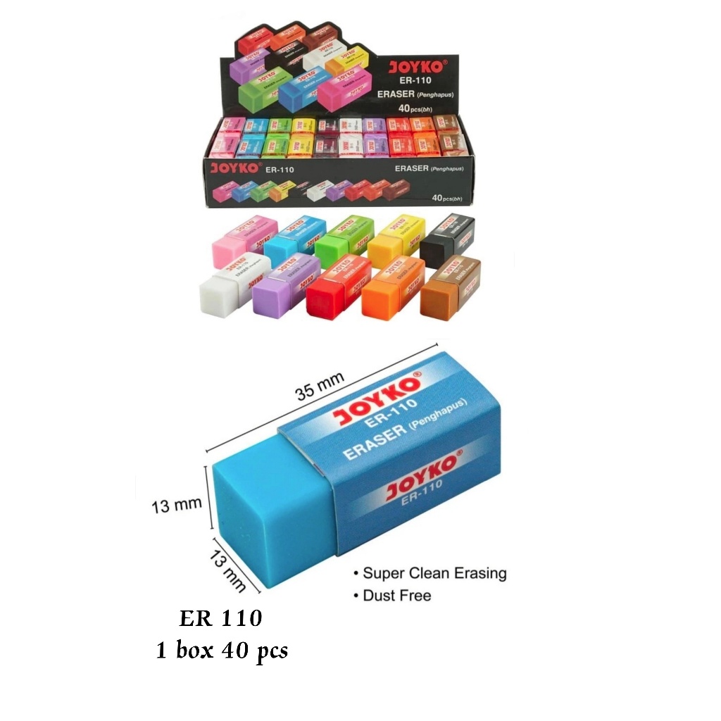 Jual (1 Pcs) Eraser Kecil Joyko ER-110 WarnaWarni / Stip / Penghapus Pensil Kecil Joyko Er-110 ...